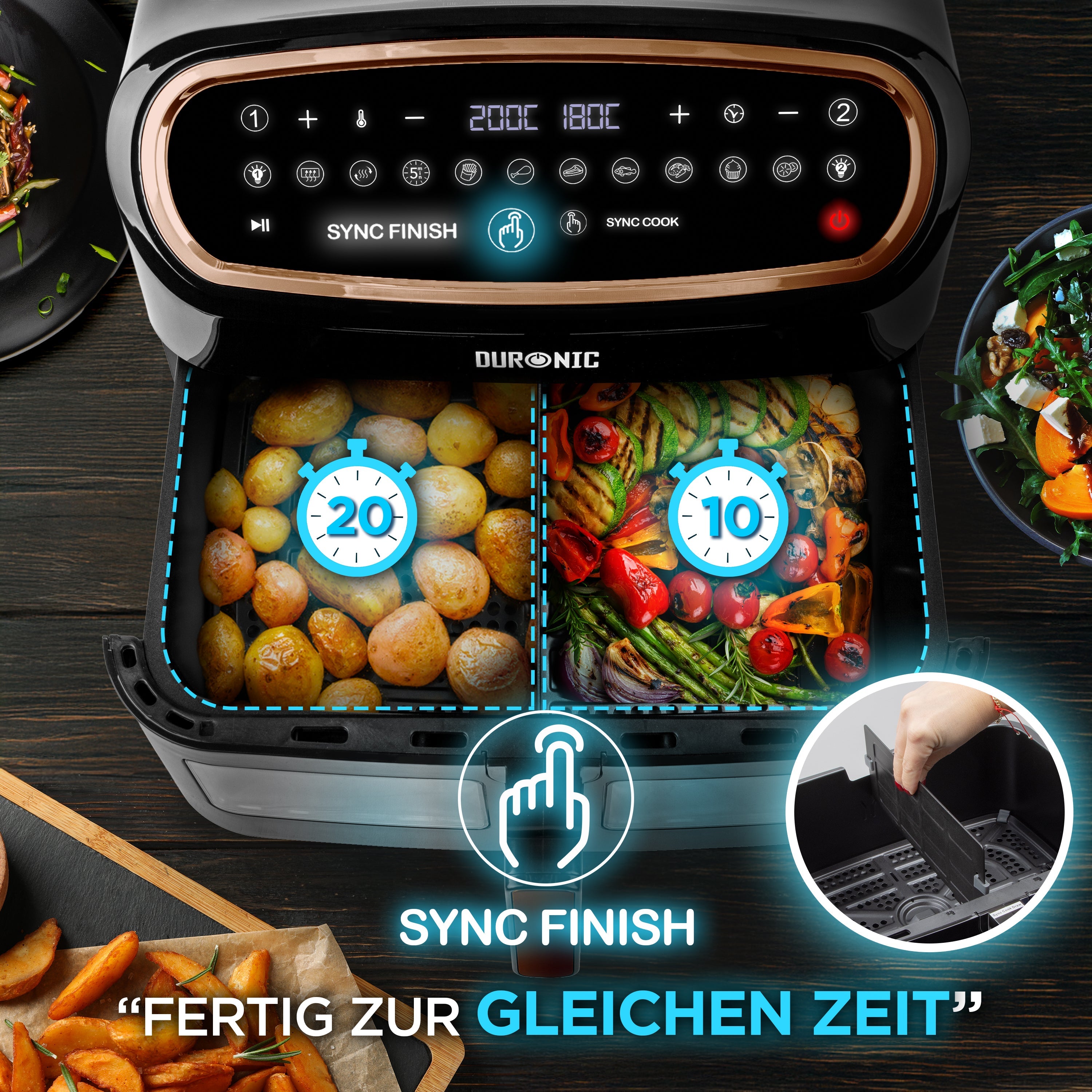 Ein Blick auf die Duronic AF34 Heißluftfritteuse— duronic.de
